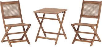 Beliani Balkonset 3-teilig Akazienholz Hellbraun klappbar Wiener-Geflecht modern Paraggi