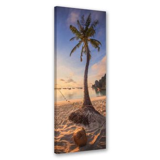 Feeby Leinwandbild XXL Palme Wandbild Kunst Landschaft Braun 50x150 cm