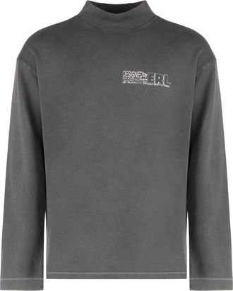 ERL Erl, Homme, Tops, Gris, Taille: XS Mock Neck Long Sleeve T-Shirt