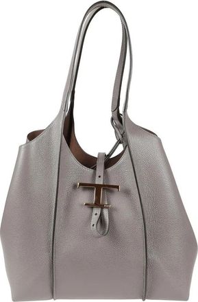 Tod's Tods Shopper & Totes - Textured Leather Tote Bag With Metallic Buckle Clo - Gr. unisize - in Grau - für Damen