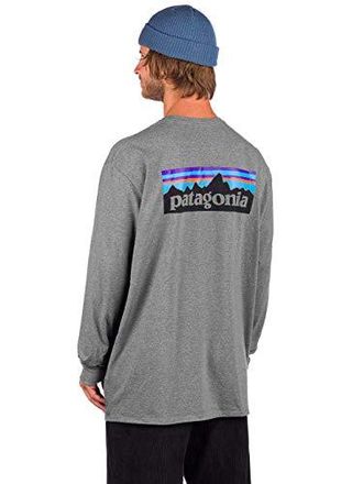 Patagonia 38518-GLH Ms L/S P-6 Logo Responsibili-Tee T-Shirt Mens Gravel Heather M