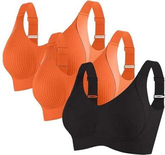 Generic Soutien-gorge confortable 3 pi&egrave;ces pour femme - Sans armature - Rembourr&eacute; - Sans fil - Soutien r&eacute;glable - Couverture compl&egrave;te - Haut impact - Pour loi