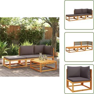vidaXL 3-tlg. Garten-Sofagarnitur mit Kissen Massivholz Akazie - Gartensofa - Esszimmergarnituren - Outdoor M&ouml;bel - Lounge Set - Gartenlounge - The Living