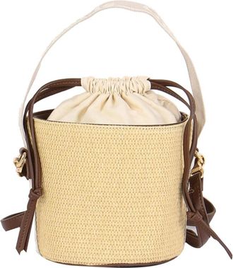 Ga&euml;lle Paris Femme, Sacs, Beige, Taille: ONE Size Mini Sac Seau avec Anse Jacquard