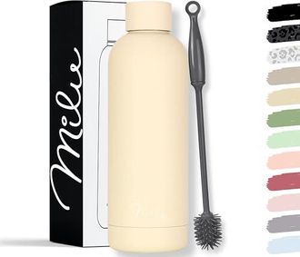 Milu Gourde Isotherme - Bouteille Isotherme - 750ml - Gourde INOX Bouche Standard - Gourde Sport &Eacute;tanche - Gourde Enfant sans BPA - Brosse de nettoyage inc
