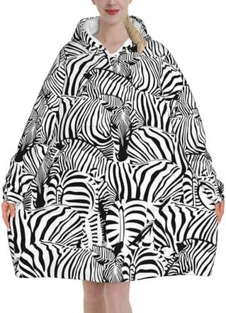 Generic Sweat &agrave; capuche pour femme et homme avec motif z&egrave;bre pour adulte pour couverture douce et chaude