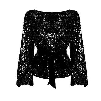 Generic Tunique &agrave; manches longues mode pull haut avec ceinture en velours grande taille robe tops pour femmes blanc arc-en-ciel cardigan, Noir, XXL