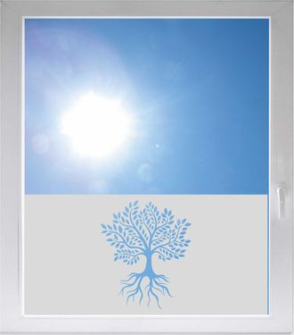 Indigos UG Sichtschutzfolie - Baum des Lebens Design 6 - ab 50 cm x 50 cm - Fensterfolie - Glasdekorfolie - satiniert Blickdicht - selbstklebend - Duschkabine - 