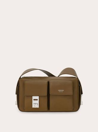 Ferragamo Herren Umh&auml;ngetasche in Utility-Optik mit Hug-Schnalle (M) Braun