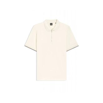 HUGO BOSS Homme, Tops, Beige, Taille: XL Polo en piqu&eacute; de coton avec col zipp&eacute;