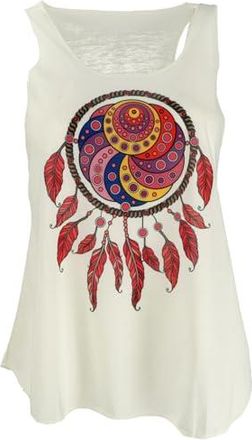Guru Shop Guru-Shop Débardeur avec imprimé ethnique coloré, blanc, synthétique, taille 38 - Blanc - 40