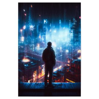 artboxONE Poster 30x20 cm Städte EIN Cyberpunk-Superheld - Bild Cyberpunk Cyberpunk futurismus