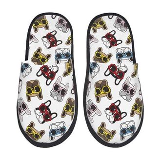 Generic Pantoufles De Voyage Bouledogue Fran&ccedil;ais Mignon Et Cool R&eacute;utilisables Accueil Pantoufles Chaud Chaussons Pour Automne Camping Femmes M