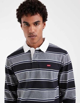 Levi's sweat-shirt ray&eacute; style rugby gris-Bleu