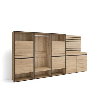 Skraut Home | Schuhregal, Schuhschrank | Schuhaufbewahrung | 287x145x35 cm | F&uuml;r Schlafzimmer, Zimmer | Offener Kleiderschrank | Kommode mit Schubladen | Lamellen