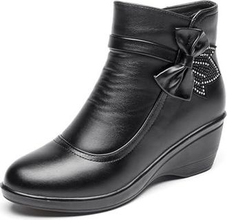 Generic Bottes marron pour femme bottines compens&eacute;es - Bottines &agrave; la mode avec strass l&eacute;gers imperm&eacute;ables bottes de neige d&eacute;contract&eacute;es doubl&eacute;es en peluche ch