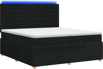 vidaXL Letto Box Spring Led Con Materasso Nero 200 X 200 Cm Tessuto Vidaxl