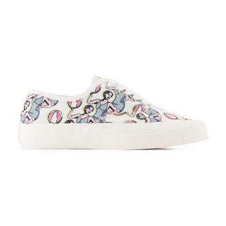 Maison Kitsun&eacute; Womens Dancing Girls Canvas Sneaker White