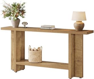Tribesigns Table console &eacute;troite de 150 cm, pour couloir, salon et foyer, assemblage facile (marron clair)