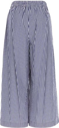 Weekend Womens Embroidered Cotton Ottone Wide-Leg Pant Riga Bianca Blu Exterior: Pantaloni Trousers