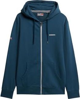 Superdry Sweat à capuche uni pour homme avec fermeture éclair, bleu bouteille, XXL, Bleu bouteille, XXL