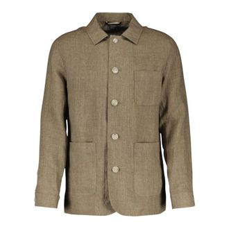 HUGO BOSS Leinen-Overshirt - - Jackets - Herren - Braun - 2XL