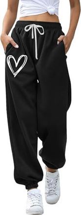 Generico Pantalon de sport pour femme dhiver pantalon de surv&ecirc;tement pour femme avec cordon de serrage taille haute pantalon coupe large pantalon avec poches d