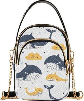 Mnsruu Sac à bandoulière pour femme avec sangle réglable Motif baleine Blanc océan