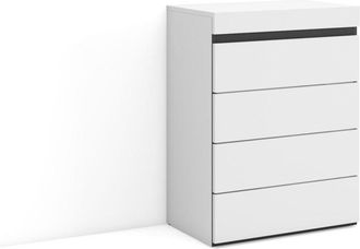 Skraut Home Kommode mit Schubladen, Aufbewahrungsschrank, 57x75x35 cm, F&uuml;r Schlafzimmer, Zimmer, Sideboard, Schrank, Moderner Stil, Wei&szlig; und Schwarz - Skraut Home