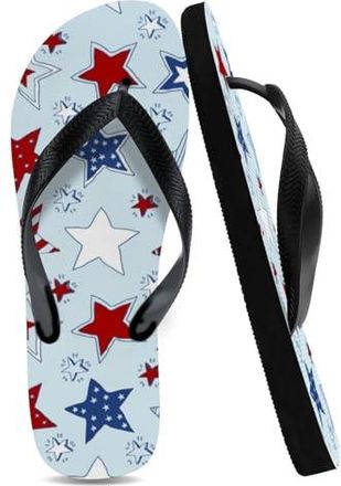 Generic Tongs unisexes pour homme et femme, pantoufles de piscine, tongs pour femme, jardin, piscine, cadeaux de mariage, &Eacute;toiles rouges et bleues, XX-Large