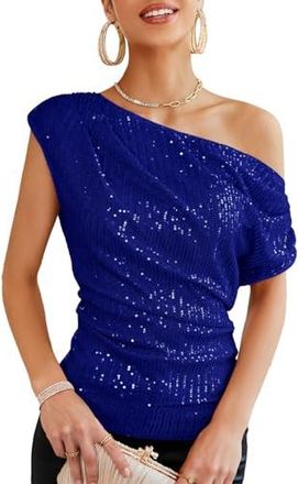 Grace Karin Haut à paillettes pour femme, tenue festive, bleu roi, XXL