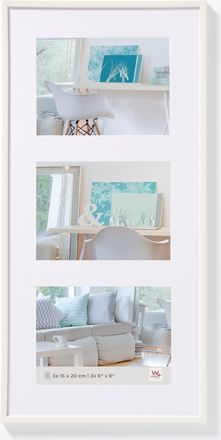 Walther Design Bilderrahmen weiss 3x 13x18 cm Galerie mit Passepartout, New Lifestyle Kunststoffrahmen KV338W