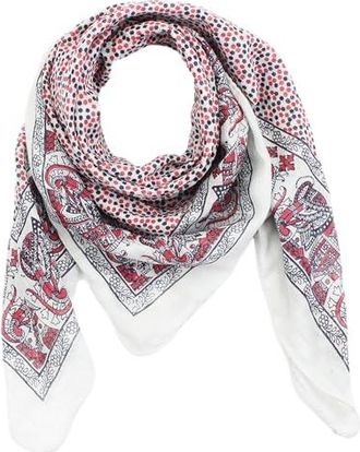 Freak Scene Echarpe en coton - éléphant blanc - rouge-noir - tissu carré