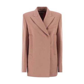 Sportmax Femme, Vestes, Rose, Taille: 34 FR Blazer en Gabardine de Laine Stretch