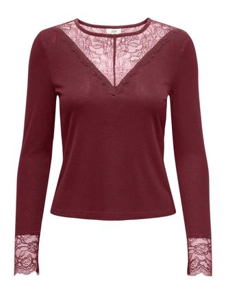 Jacqueline de Yong JdY Damen Jdyroxy L/S Lace Top JRS Noos, Cabernet, XXL EU