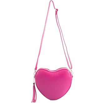 modamoda.de T267 Damen Leder Herzf&ouml;rmige Umh&auml;ngetasche Schultertasche, handmade in Italy (Pink)