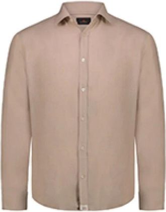 Peuterey Homme, Chemises, Beige, Taille: 2XL Chemise en Lin Manches Longues avec Col Sportif