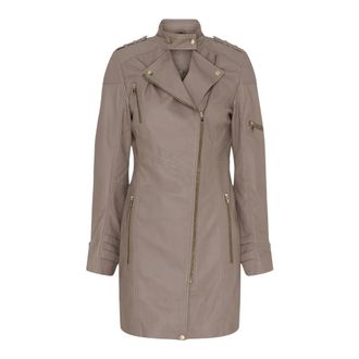Notyz Notyz - Long Biker Jacket - Femme - Vestes - Beige - Taille: 42 FR