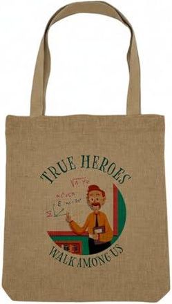 Fabulous Sac Shopping Tote Bag Aspect Lin - True Heroes - Professor Teacher Occupation Sac de Courses Toile Epaisse 360g Beige Naturel Cabas Port&eacute; Epaule Solid