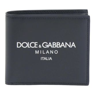 Dolce & Gabbana Homme, Accessoires, Bleu, Taille: ONE Size Portefeuille &agrave; deux volets en cuir de veau