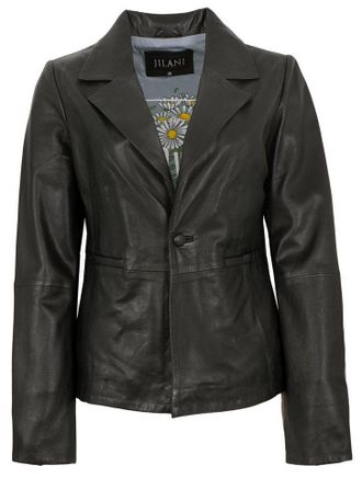 Jilani Lederjacke Evelyn Jilani - Damen Lederjacke Blazer Lammnappa schwarz
