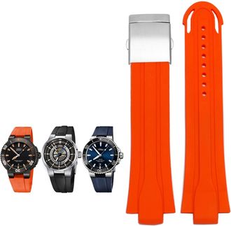 Generic 24mm * 12mm Lug End Gummi Wasserdichtes Armband Für Oris Armband Silikon-uhrenarmband Edelstahl Faltschließe