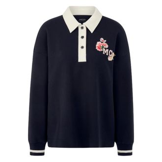 Marc Cain SweaT-shirt &agrave; col polo - Femme - Sweatshirts et sweats &agrave; capuche - Bleu - Taille: 38 FR