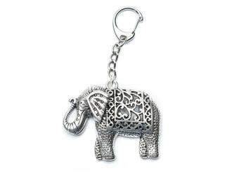 Miniblings Elefant Schl&uuml;sselanh&auml;nger Zoo Metall Muster- Handmade Modeschmuck I I Anh&auml;nger Schl&uuml;sselring Schl&uuml;sselband Keyring