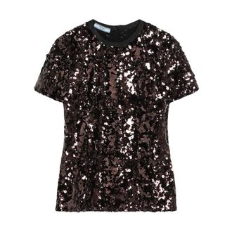 Prada Oberteil mit Paillettenstickerei - - Blouses & Shirts - Damen - Lila - S