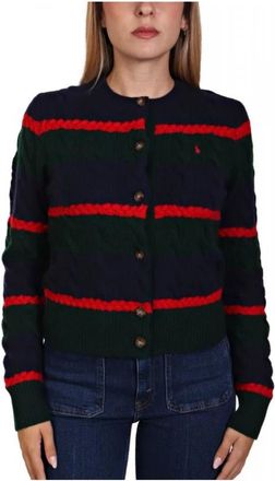 Ralph Lauren Femme, Pulls, Multicolore, Taille: 38 FR Cardigan en laine et cachemire &agrave; torsades