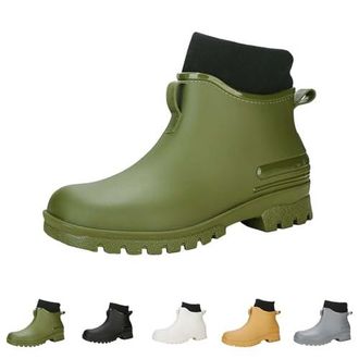 Generic Bottes de pluie en caoutchouc Chelsea pour femme avec doublure en peluche, bottines dhiver chaudes, imperm&eacute;ables, antid&eacute;rapantes pour le travail de la