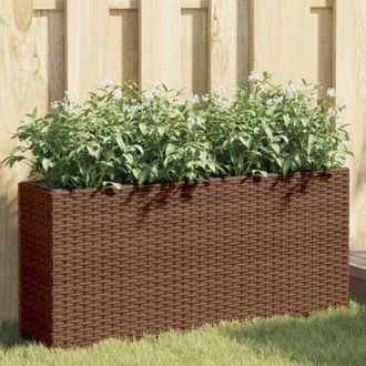 vidaXL vidaXL Jardini&egrave;res avec 2 pots 2 pcs marron 90x20x40 cm r&eacute;sine tress&eacute;e