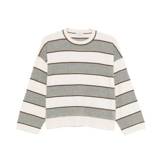 Brunello Cucinelli Femme, Pulls, Vert, Taille: 40 FR Tricot Ray&eacute;