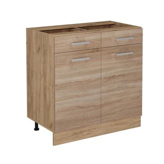 Vicco Küchenunterschrank R-Line, Schubladenschrank für die Küche, Sonoma, 80 cm ohne Arbeitsplatte